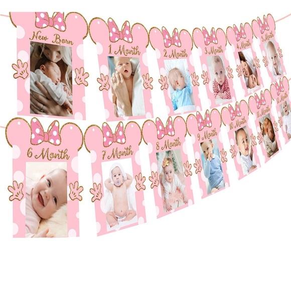 Other | Minnie Mouse First Birthday Photo Banner 12 Months | Poshmark